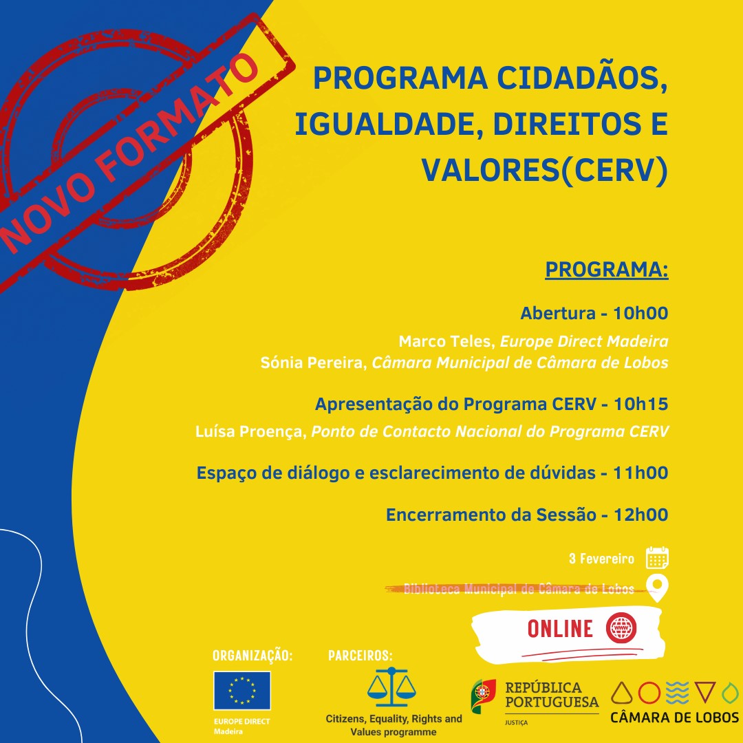 Sessão de informação sobre o programa CERV – Cidadãos, Igualdade ...